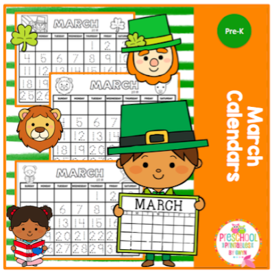 March Calendars ~ Preschool Printables