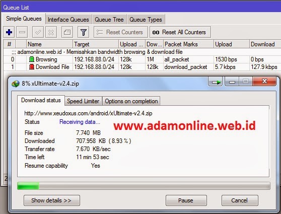 How to restrict download bandwidth in Mikrotik
