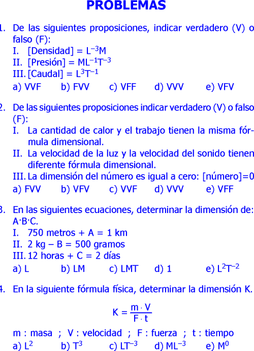 Análisis Dimensional Ejercicios y problemas Resueltos pdf