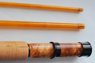 Handcrafted graphite and fiberglass fly rods: Kabuto brown