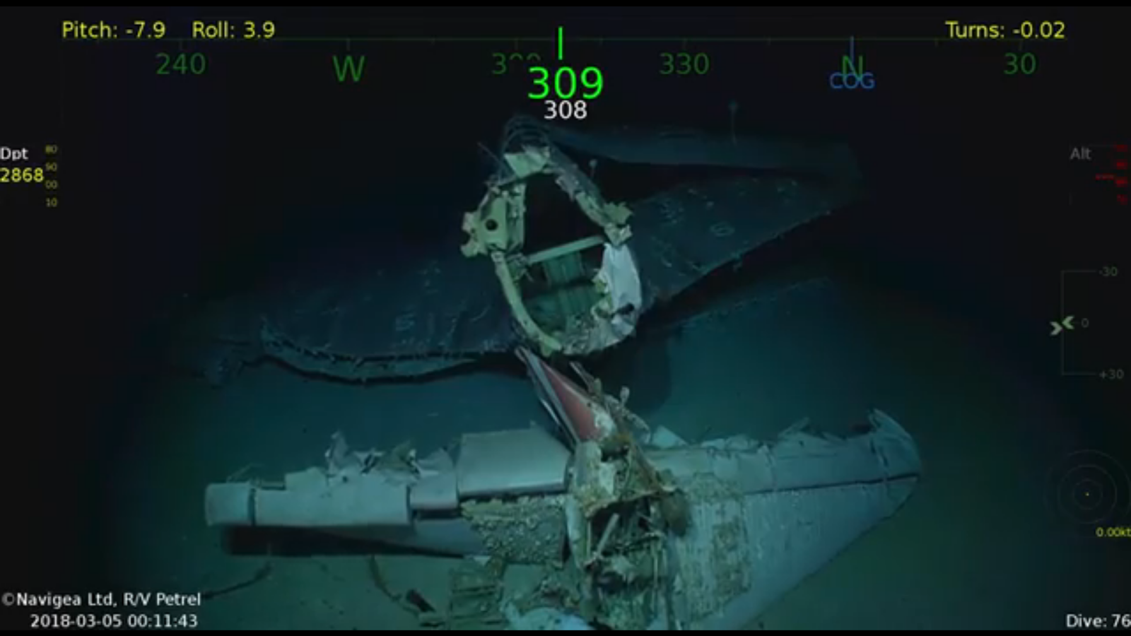 The Wreck of the USS Lexington, Aircraft at the Bottom of the Coral Sea