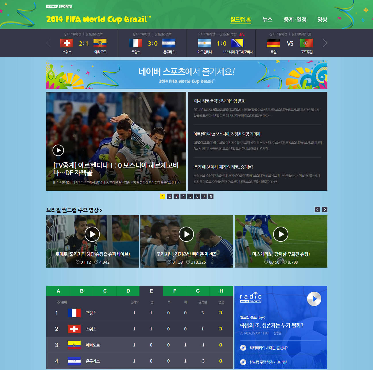 브라질 월드컵 :: 네이버 스포츠 - Gpresss