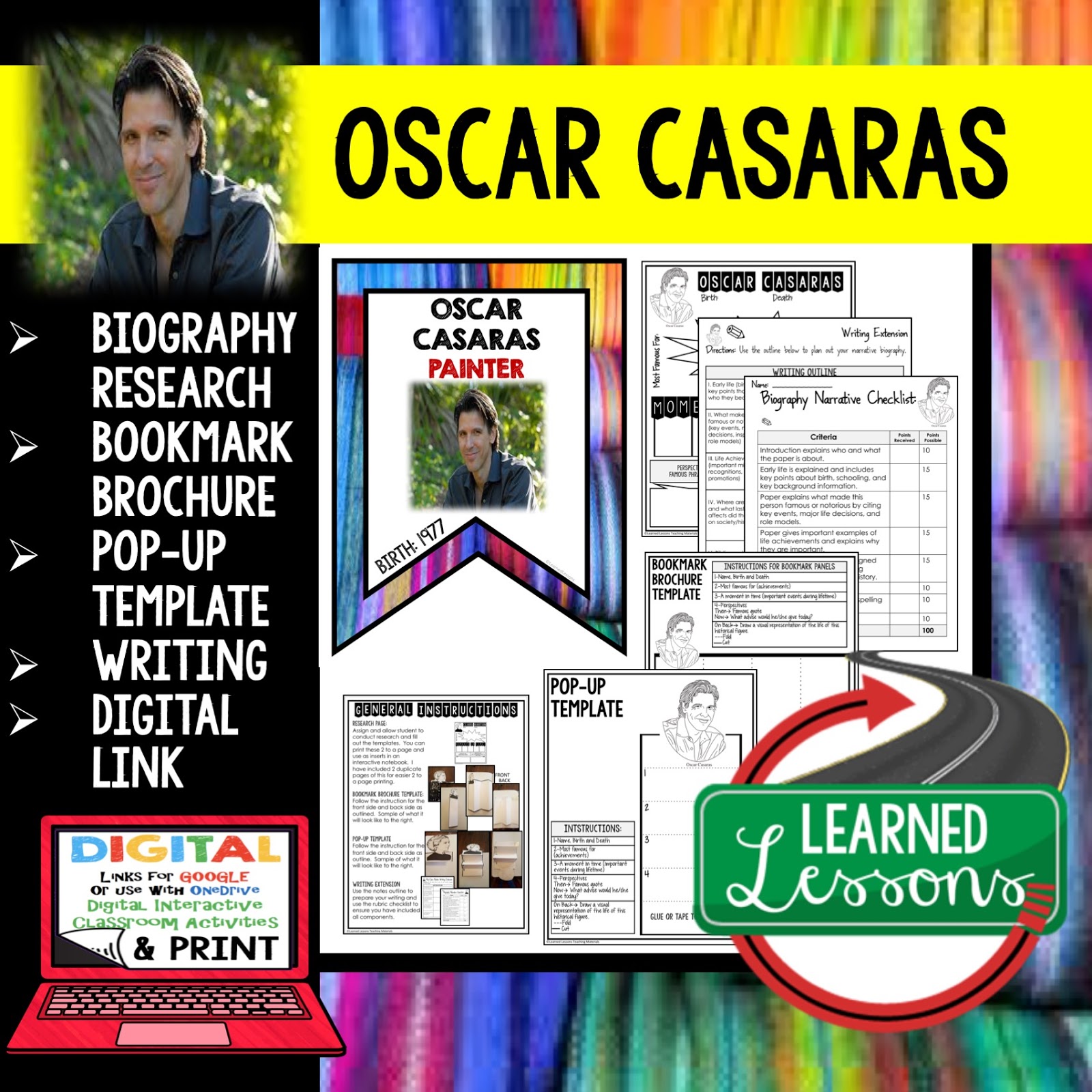 Hispanic History Biography Research, Bookmark Brochure, Pop-Up, Writing ...