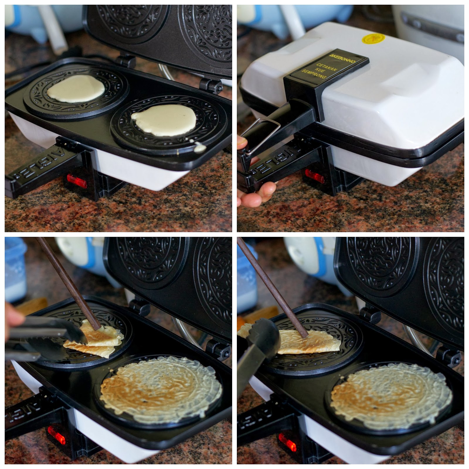 Indonesian Medan Food: Kue Semprong / Kue Kapit / Kue Jepit (Egg rolls)