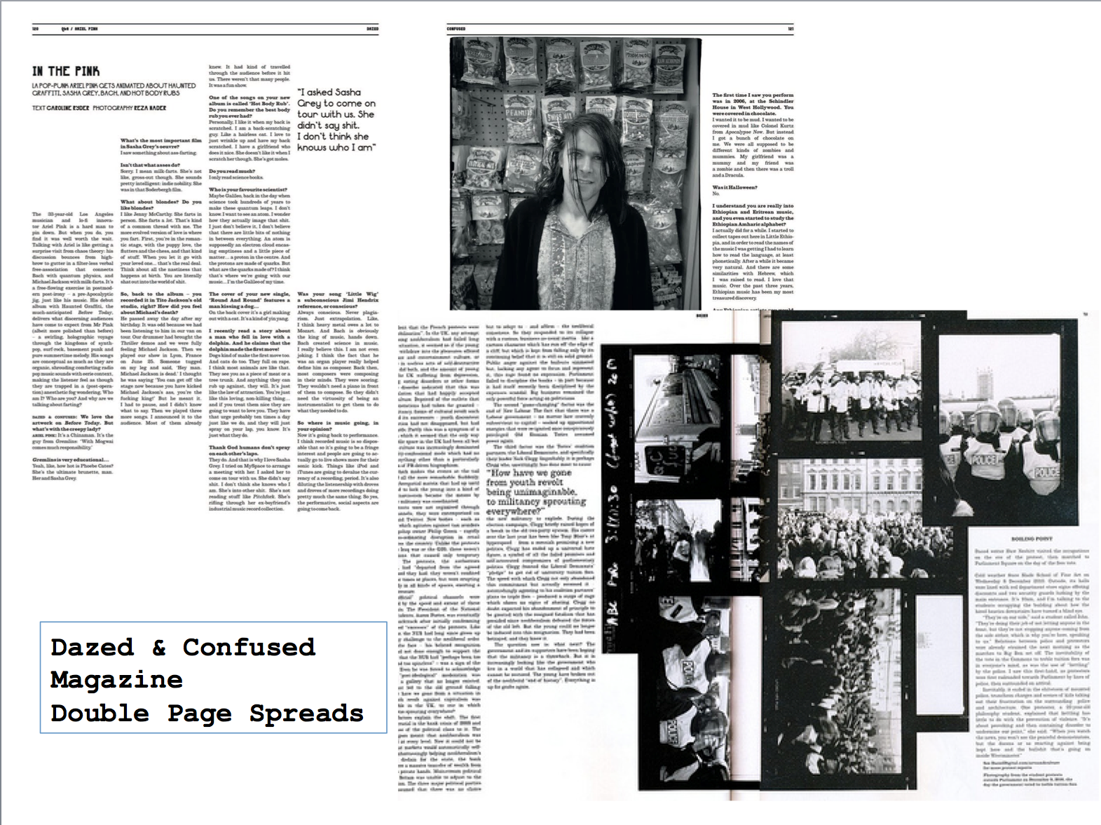 AS Media Coursework: Dazed & Confused Magazine Double Page Spreads