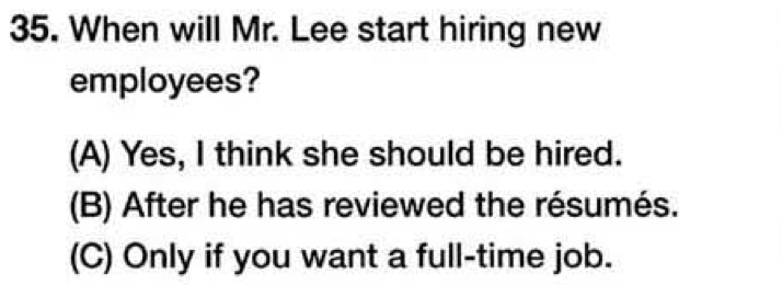 Terminology and types & TOEIC LC Part 2 Test, Script, Answer - TOEIC ...