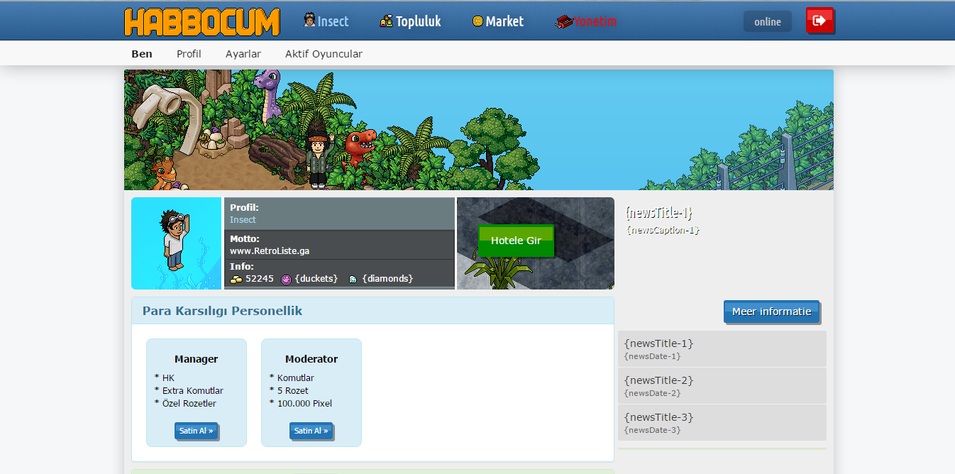 CMS Pack Design By Insect | HABBO CMS PACK HABBOCUM - Retro Platformu