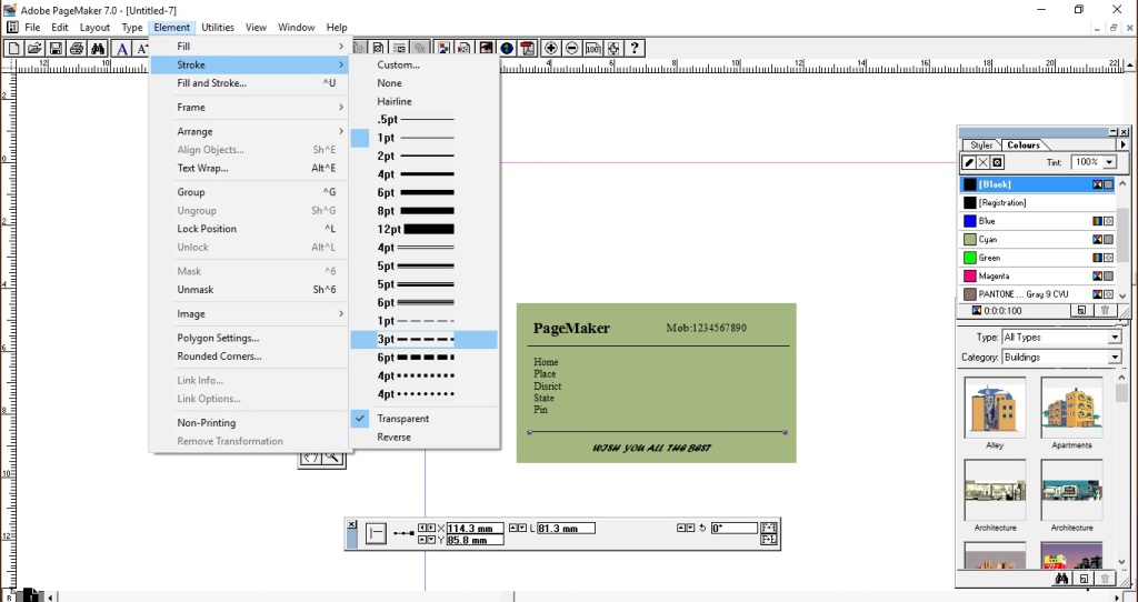 General Coding: PageMaker: Making simple visiting card step-by-step