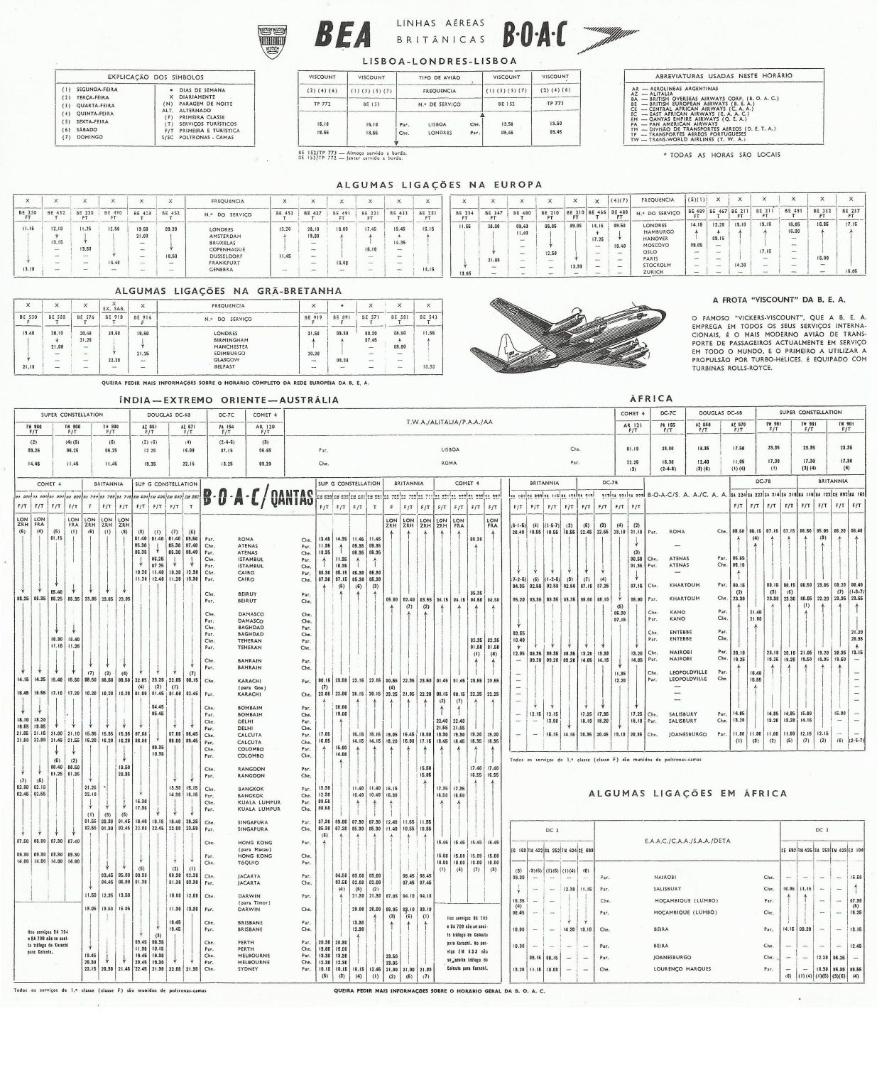 Airline memorabilia: BEA / BOAC (1959), Portugal