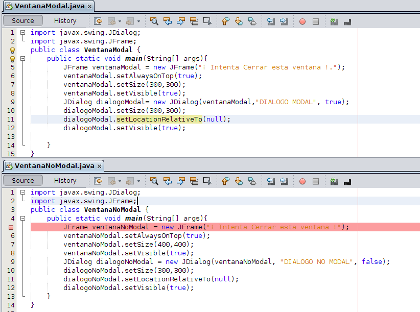 ALFADIGITALIS: Java Swing, comparando el código de una ventana modal y una no modal.