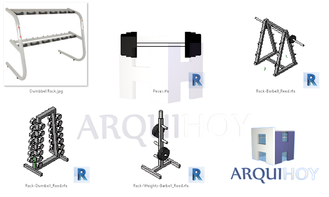 Familia equipo de gimnasio / Family gym equipment (RFA) | ArquiHoy-Revit
