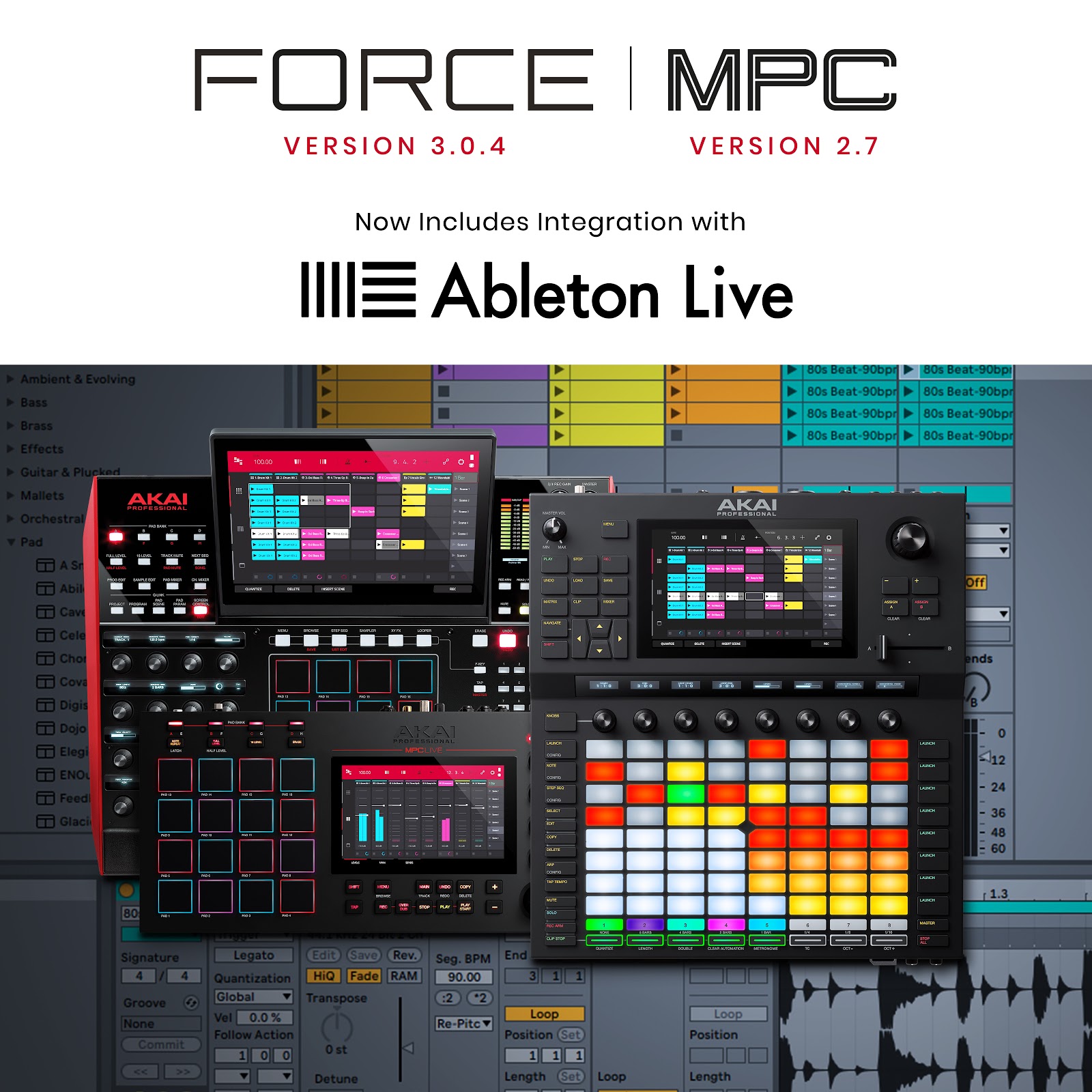 MATRIXSYNTH: Ableton Live Control Integration Comes to AKAI FORCE & MPC