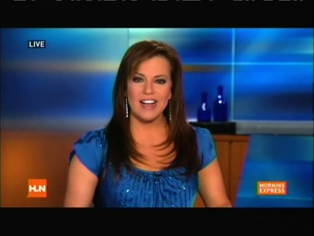 Ladies in Satin Blouses: Robin Meade - blue satin top