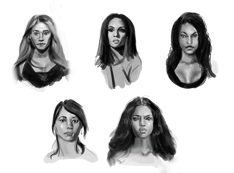 Rom-ko's sketchbook: 5 mixed race females