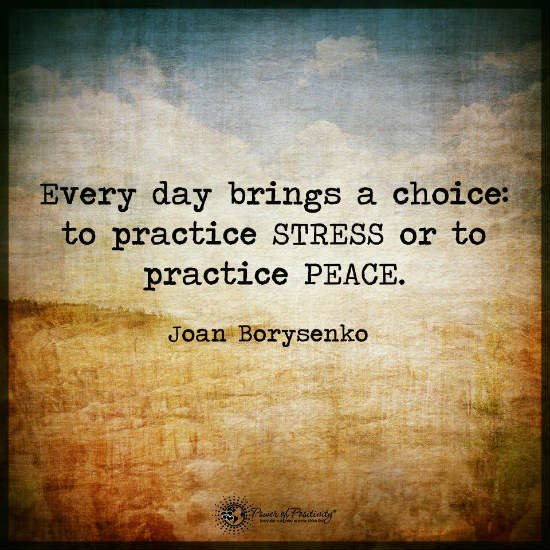 Every day bring a choice to practice Stress or to practice Peace ...