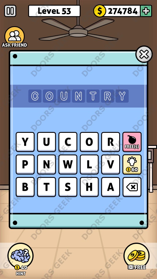 Escape Room: Mystery Word Level 53 Answer ~ Doors Geek