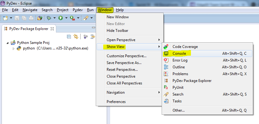 Eclipse IDE - Python Interpreter in Eclipse IDE Console | Automation Home
