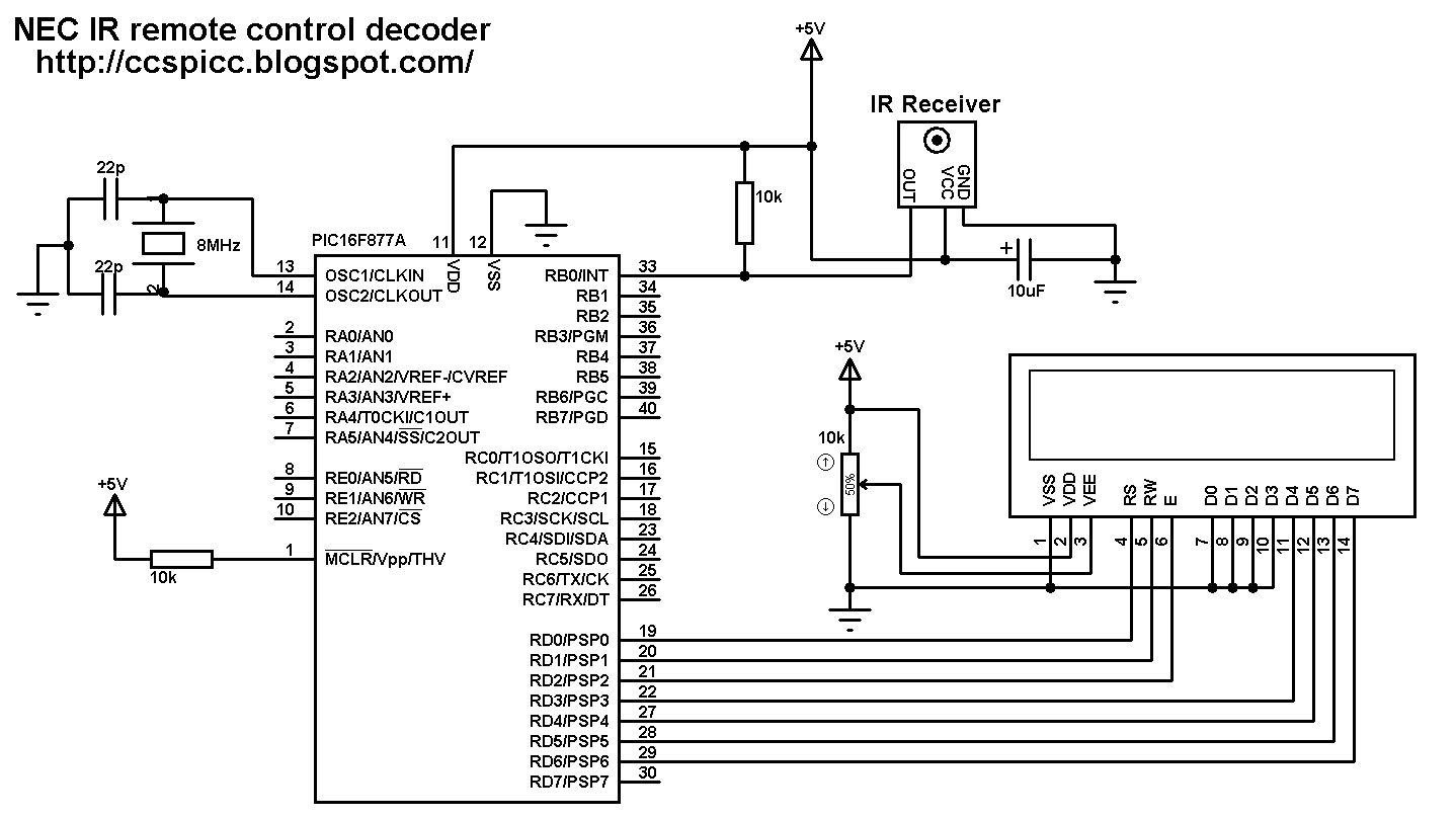 Nec Protocol Ir Remote Control Decoder With Pic16f877a Microcontroller
