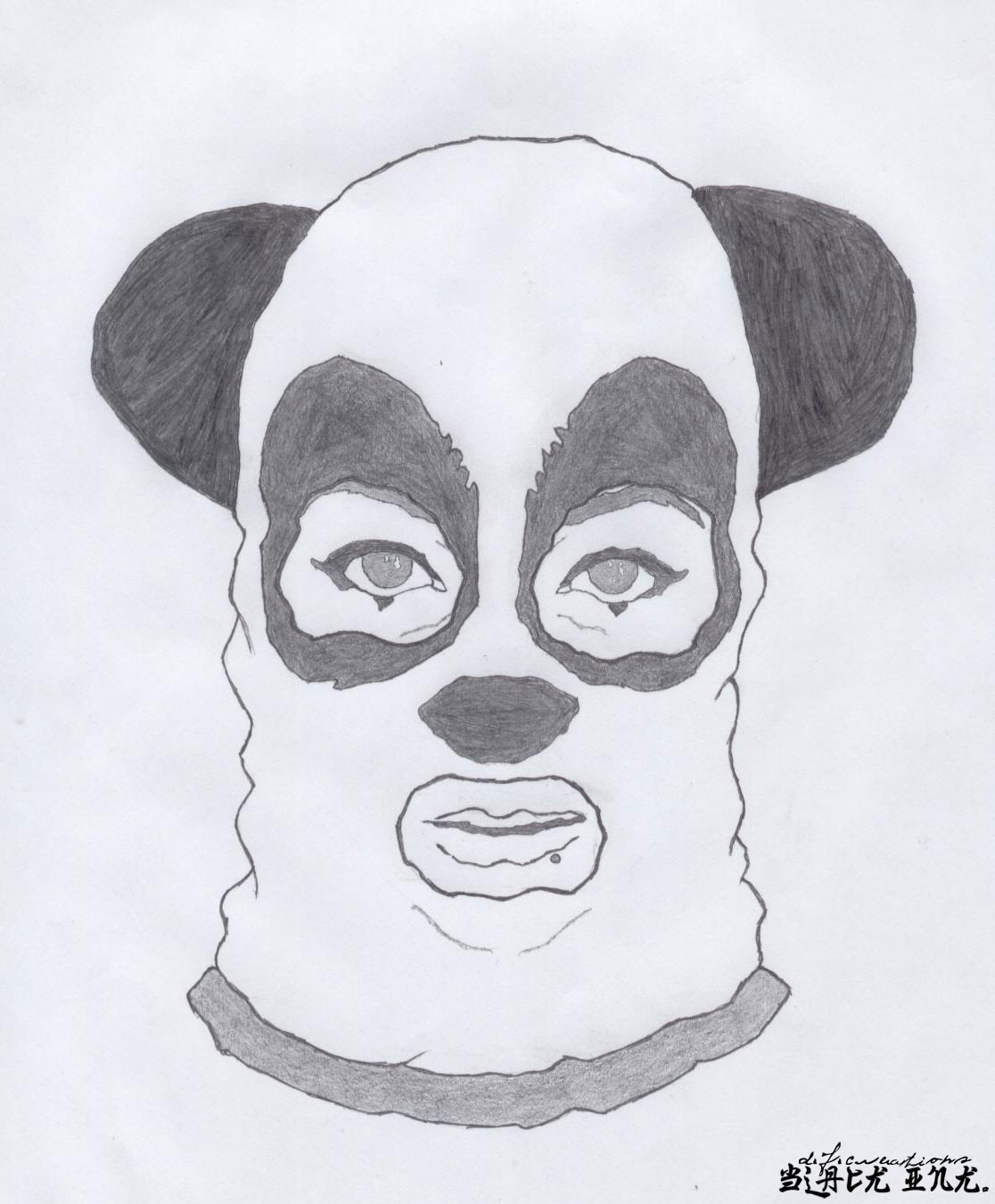 Mumblezblackink Panda Ski Mask With Gila Green Black Ink Collection