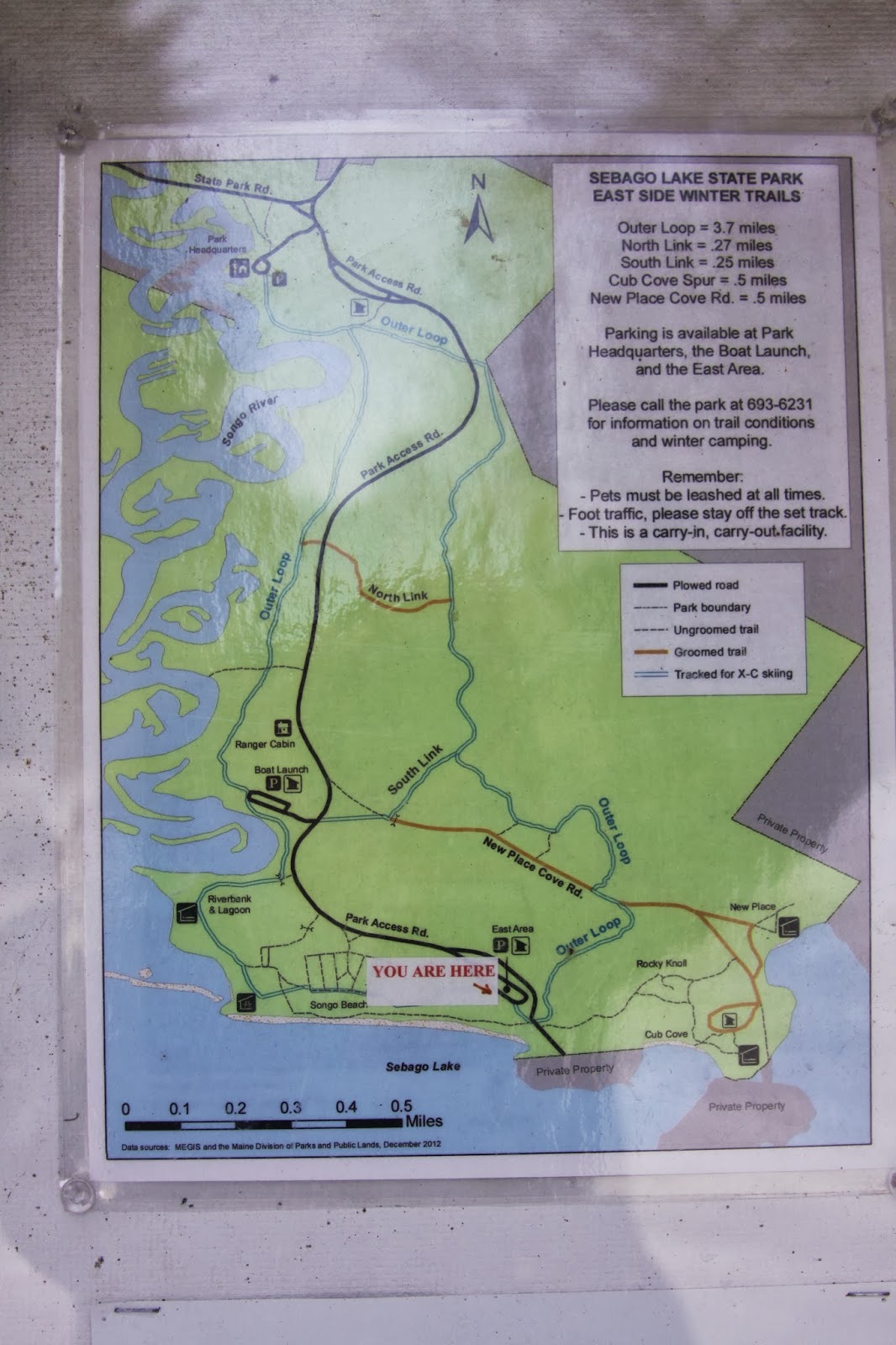 Sebago Lake State Park Hiking Trails (Casco Side) - in the winter