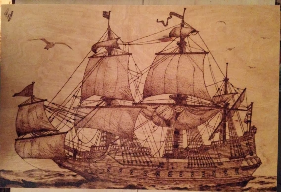Pirografia, pyrography, pyrogravure, Pedro Pires: Barco pirografia, old ...