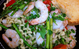 fusilli & shrimp salad* | croutons & cupcakes*