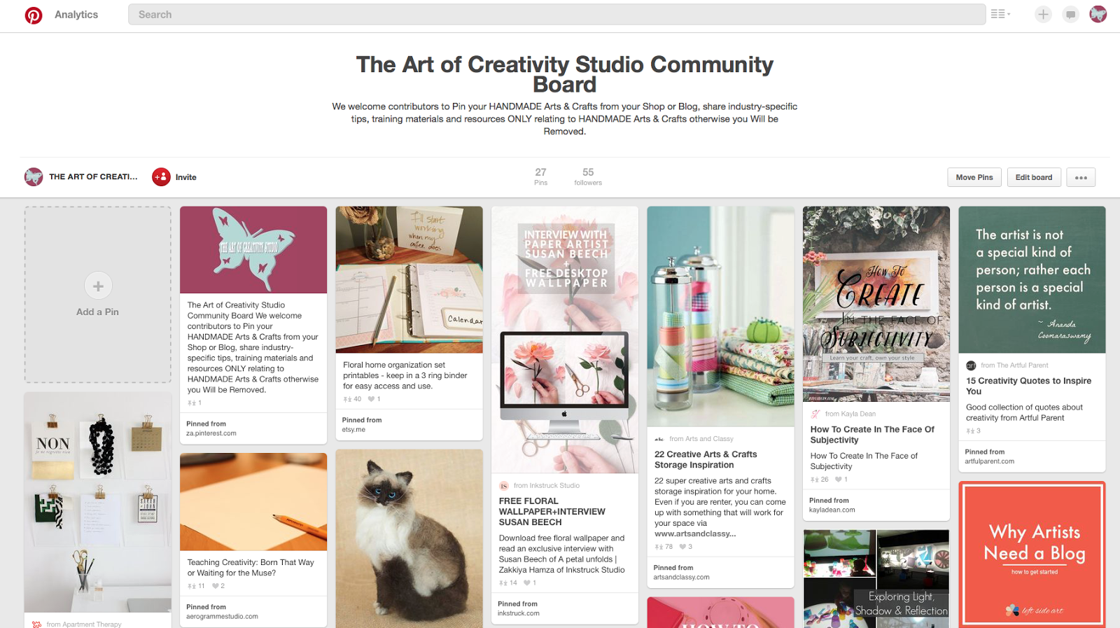 THE ART OF CREATIVITY STUDIO: COMMUNITY BOARD ON PINTEREST