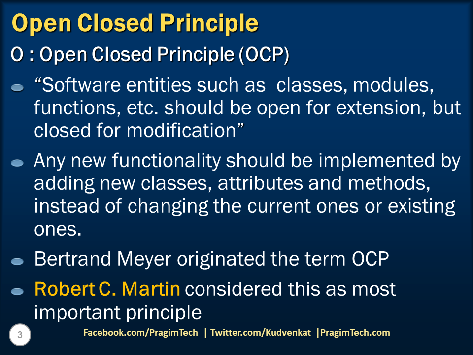 Sql server, .net and c# video tutorial: Open Closed Principle - Slides