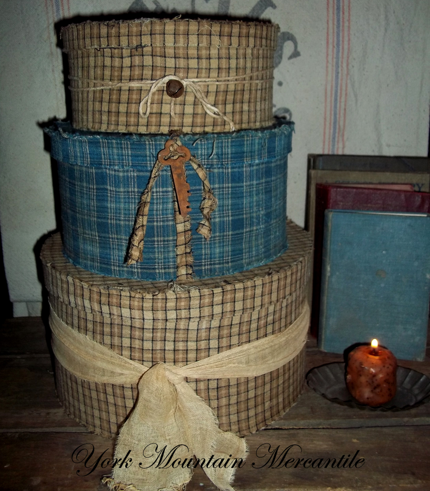 The York Mountain Mercantile: Primitive Fabric Covered Pantry Boxes ...