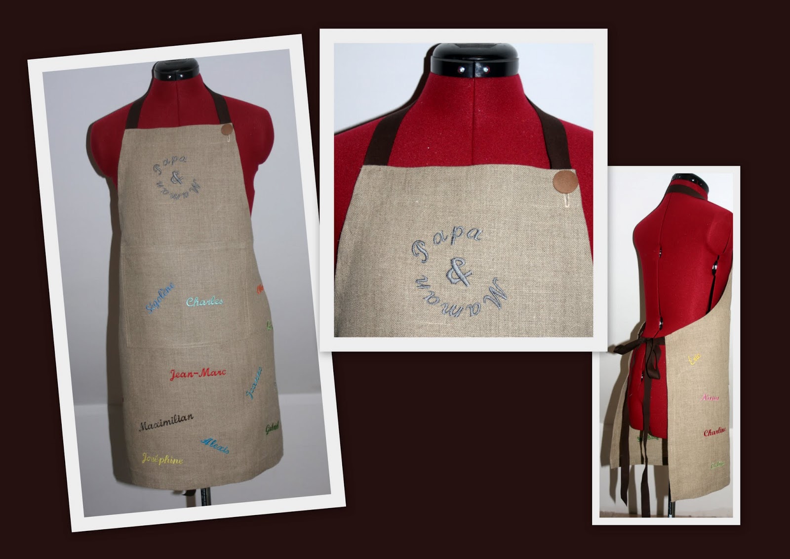 coccinelle créations: tablier brodée pour la fête des mamans