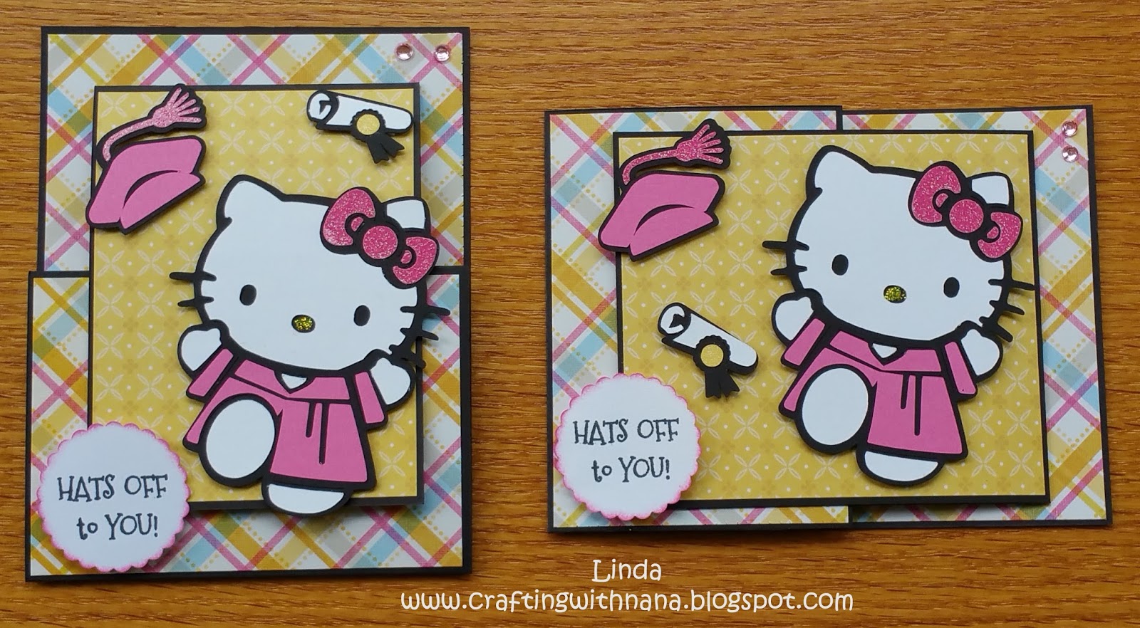 Crafting With Nana: Joy Fold Hello Kitty Graduation Cards