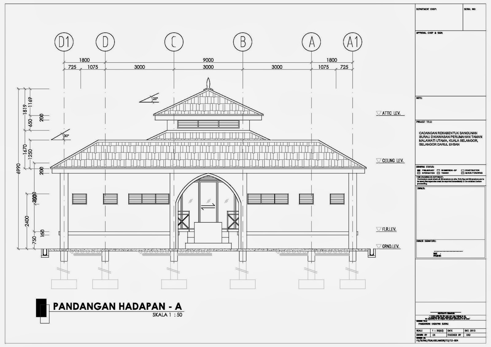 SURAU TAMAN MALAWATI UTAMA: Pelan tapak surau