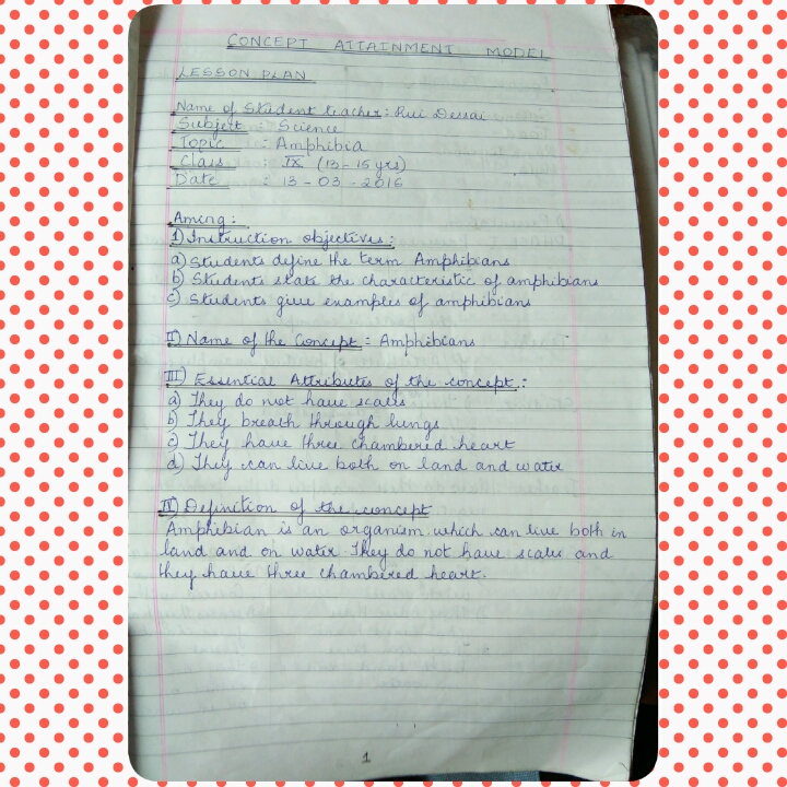 Magnificent Science: Lesson plan on Concept attainment model