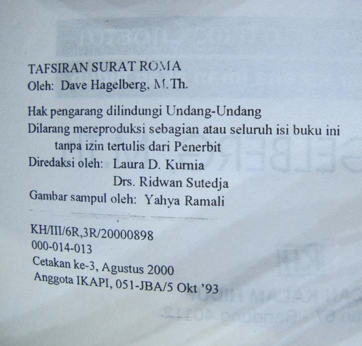 Dave Hagelberg,M.Th,TAFSIRAN ROMA - Klasik Buku - BUKU-BUKU KLASIK PILIHAN