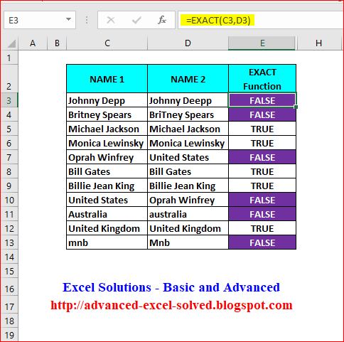 EXACT | Excel Solutions - Basic and Advanced