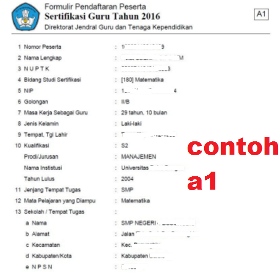Contoh Format A1 Sertifikasi Guru Tahun 2017 - Modul Ajar Kurikulum Merdeka