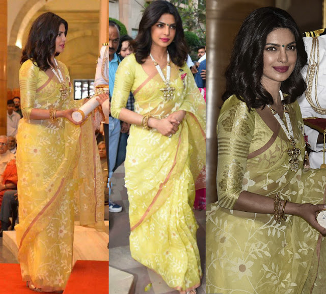 Bollywood Actress Saree Collections: Priyanka Chopra At Padma Shree ...
