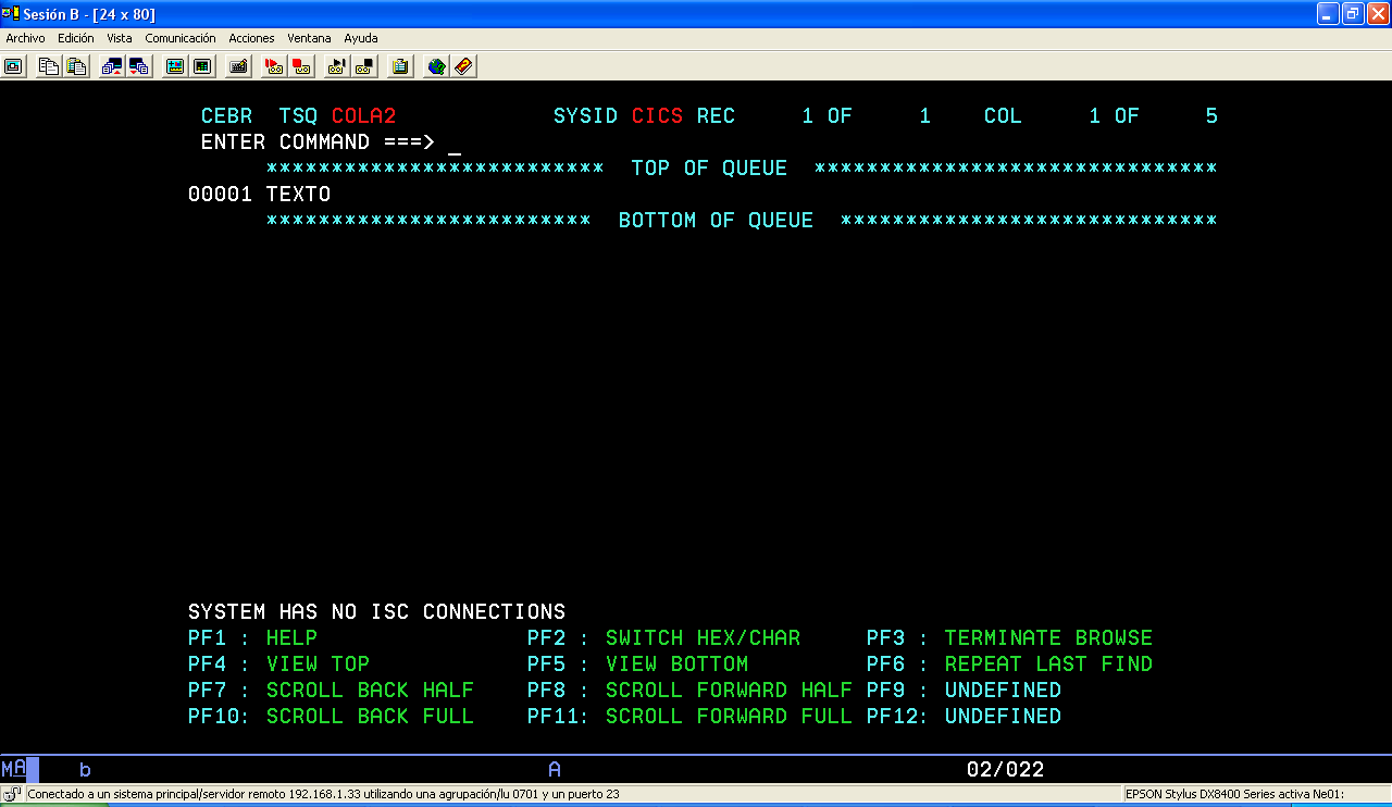 Universo Cobol: Transacción CECI para ejecución de comandos CICS (y 2)