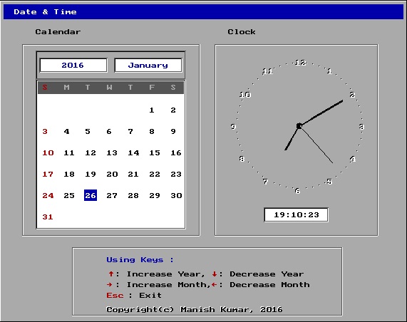 GUI Calendar and Clock : Turbo C++ - JustdoCodings