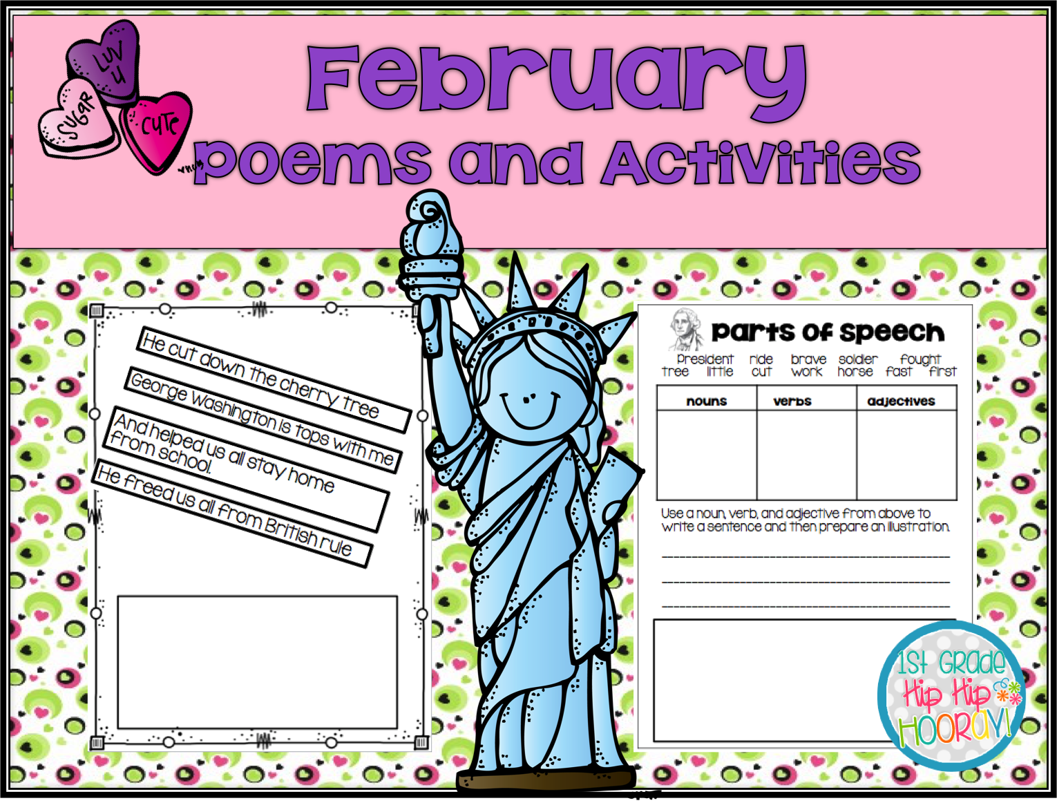 1st Grade Hip Hip Hooray!: February Poems and Activities