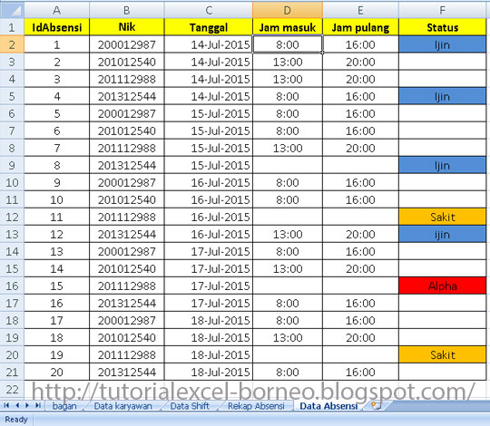 Cara Mengolah Data Karyawan Bagian 4 - TutorialExcel-Borneo