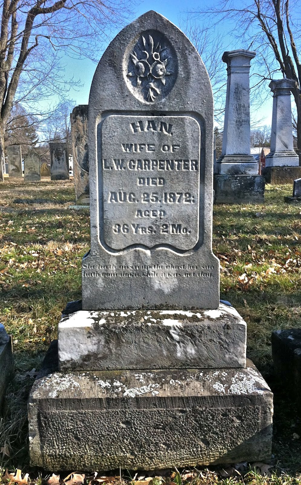 Gravestoned: Epitaph: She hath given up the ghost