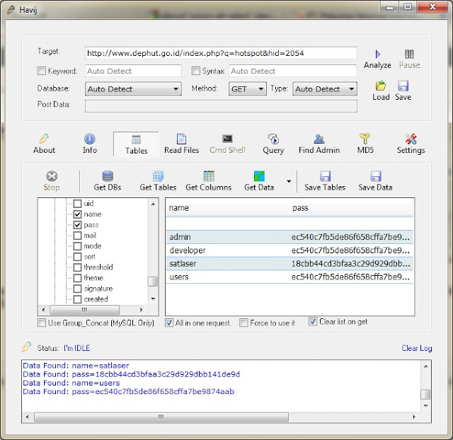 Cara Deface Website Dengan Menggunakan Tools Havij | BinHacker Tunggal Ika
