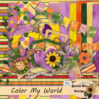 Queen Bee Scraps: Color my world and a free cluster