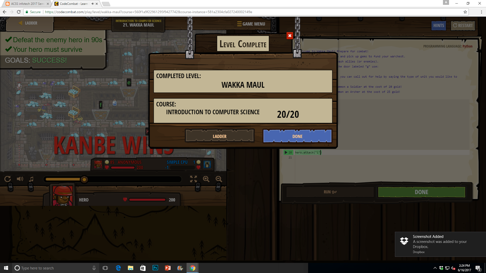 Code Combat Level 17~20 1