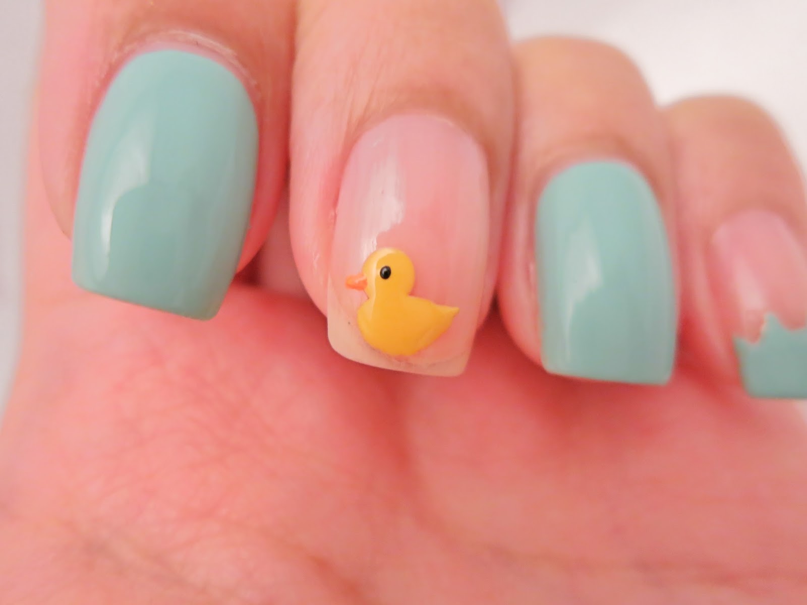 Swimming Yellow Duckling Nail Art - chichicho~