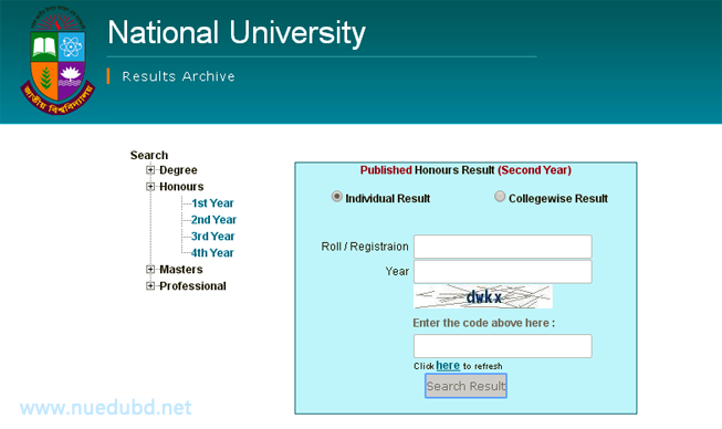 National University (NU) Honours 2nd Year Result 2016 Published