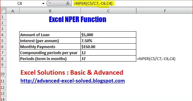 NPER Function | Excel Solutions - Basic and Advanced