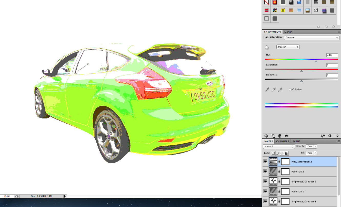 GCSE Graphics unit 1: Photoshop - Colours on car changing using Photoshop