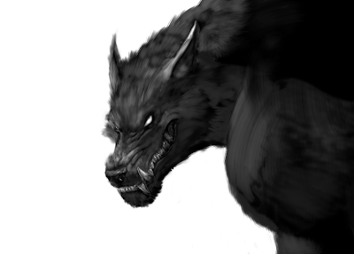 The wolf den: Werewolf - Scary head b&w sketch